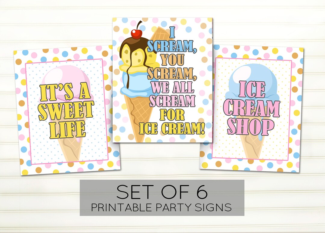 Ice Cream Party - Ice Cream Shop Sign - Ice Cream Sundae Bar - Summer ...