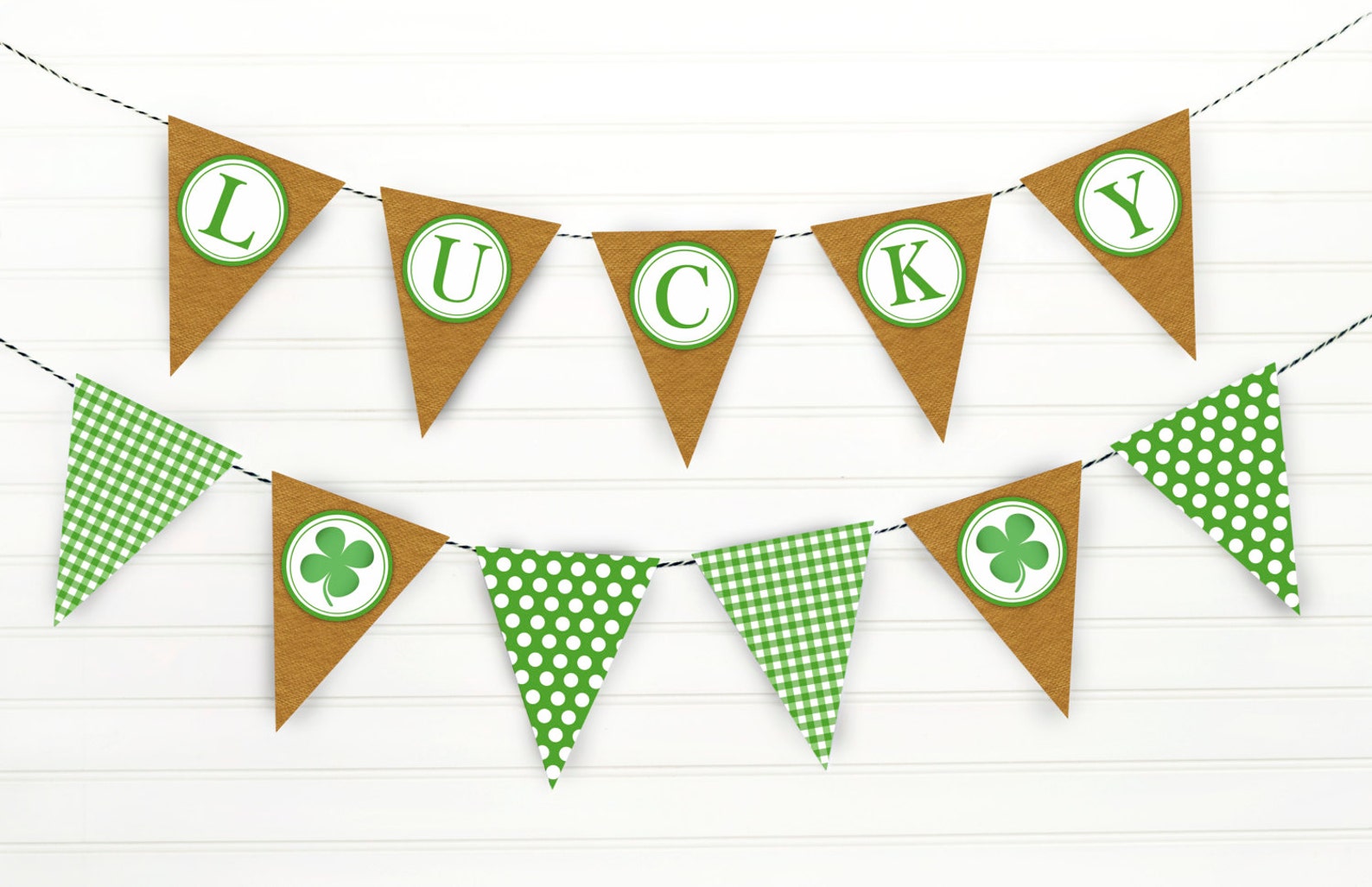 St. Patrick's Day Pennant Banner – Lucky Shamrock Garland (printable ...