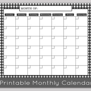 Printable Farmhouse Calendar - Buffalo Check Calendar - Printable ...
