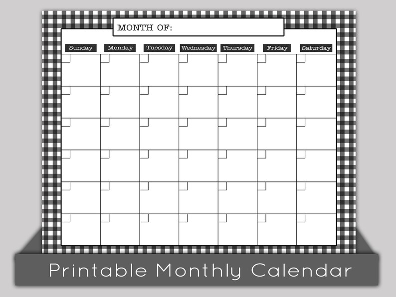 Printable Farmhouse Calendar - Buffalo Check Calendar - Printable ...