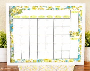Floral Monthly Calendar Watercolor Flower Calendar Monthly