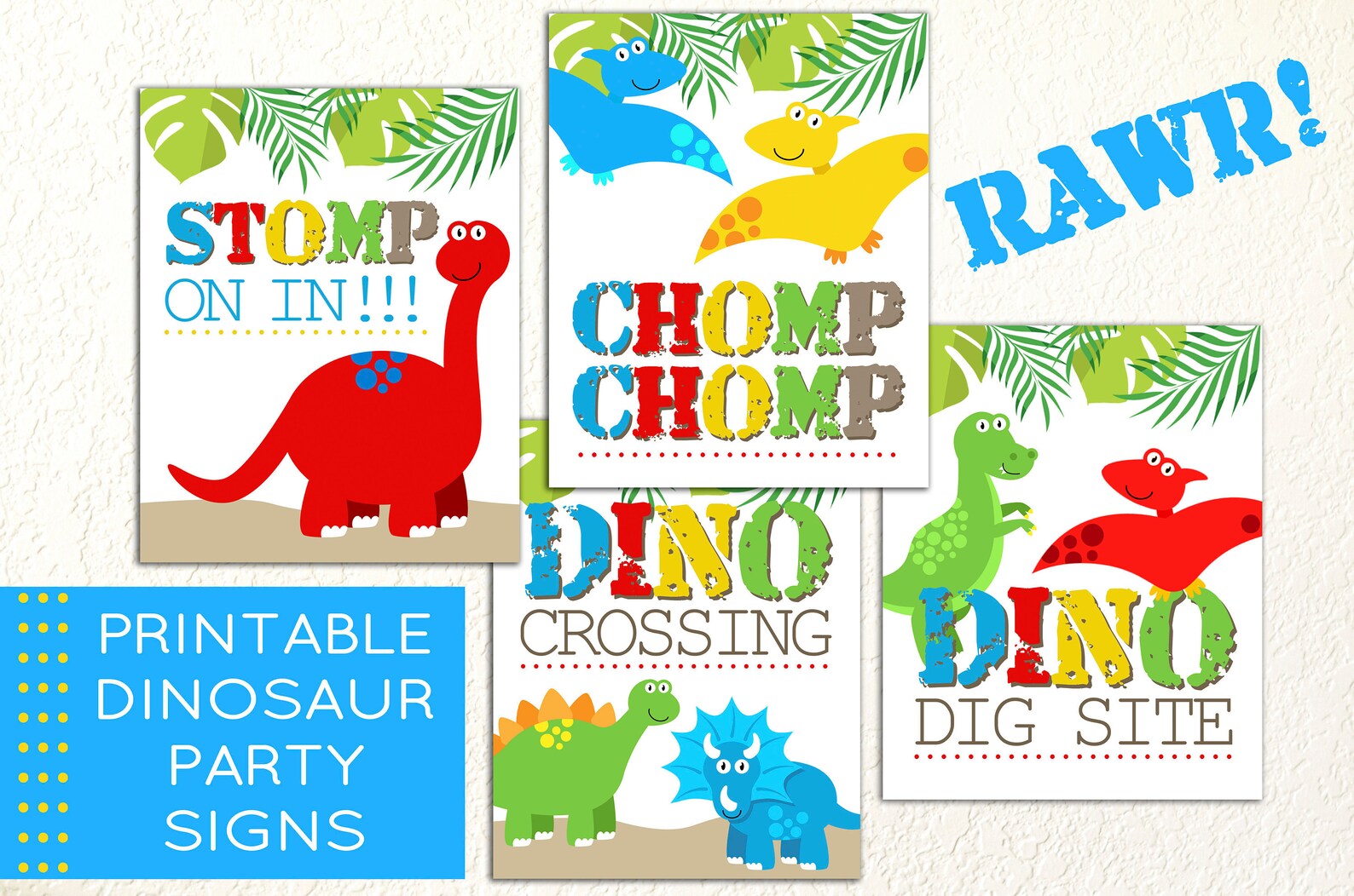 Dinosaur Birthday - Dinosaur Party Decor - Dino Party Signs - Dinosaur ...