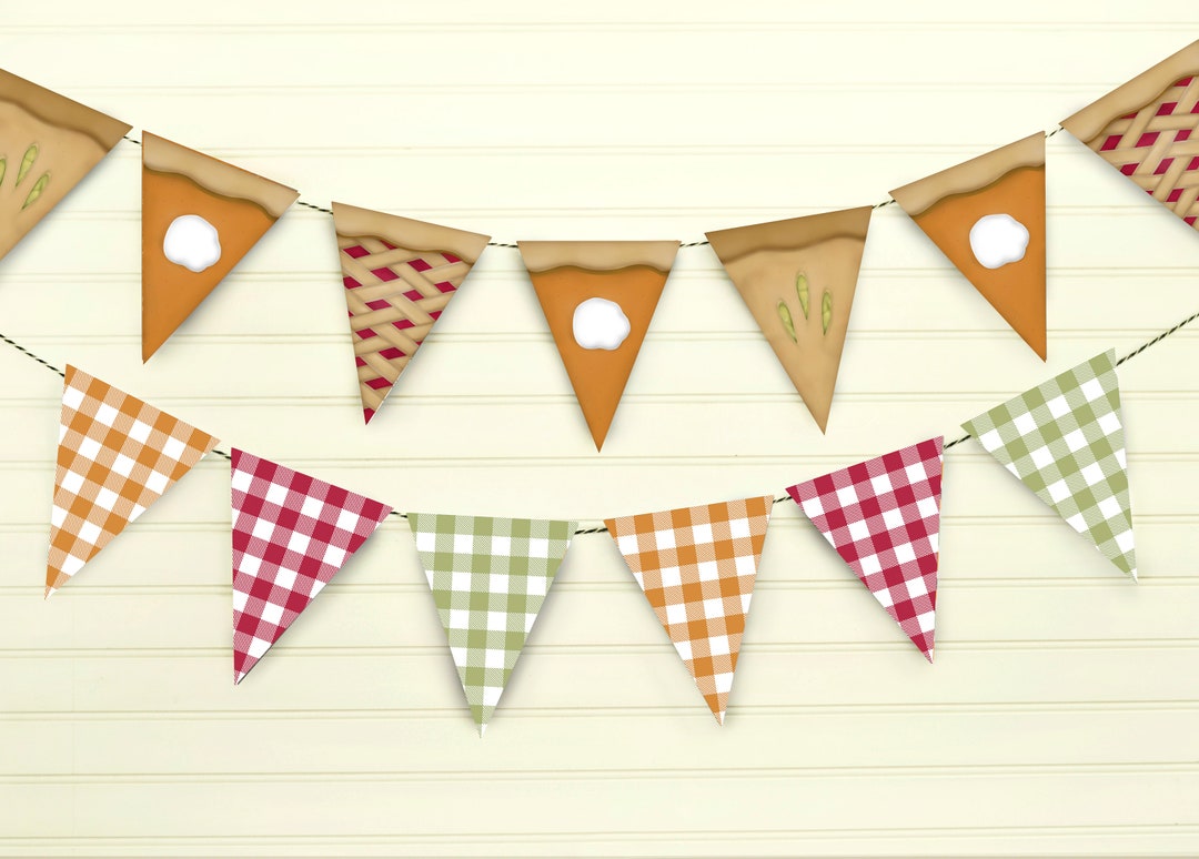 Thanksgiving Pie Pennant Banner – Printable Autumn Party Decor (digital ...
