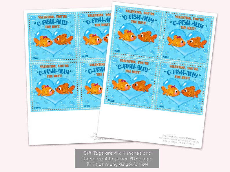 Goldfish Valentines Day Gift Tag - Fish Valentine Gift Tag - Kids ...