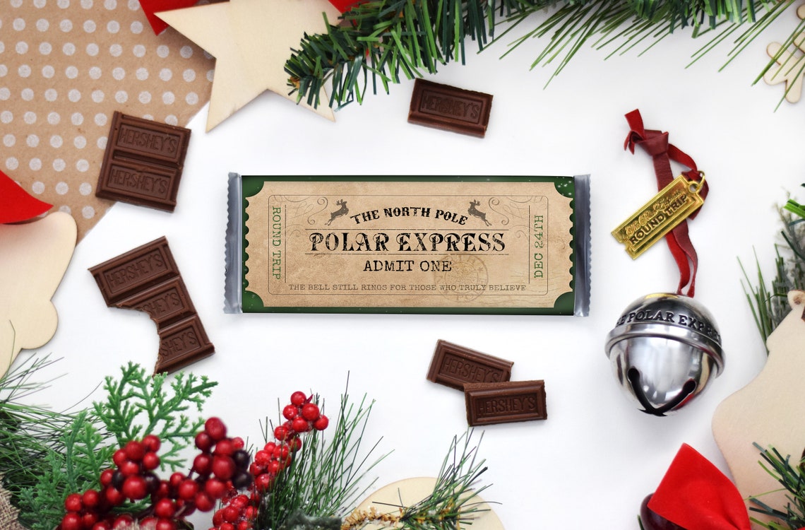 Polar Express Ticket Candy Bar Wrapper – Christmas Party Favor ...