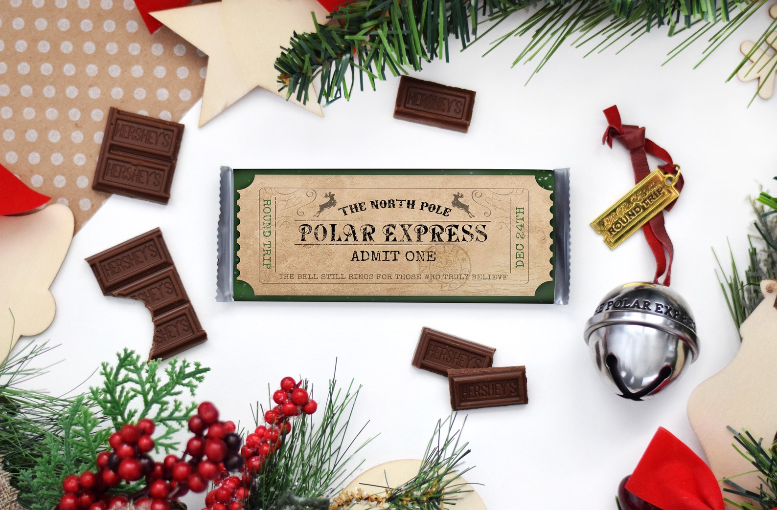 Polar Express Ticket Candy Bar Wrapper – Christmas Party Favor ...