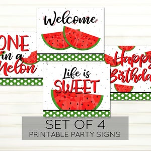 Watermelon Birthday Party - Watermelon Party Signs - Printable ...