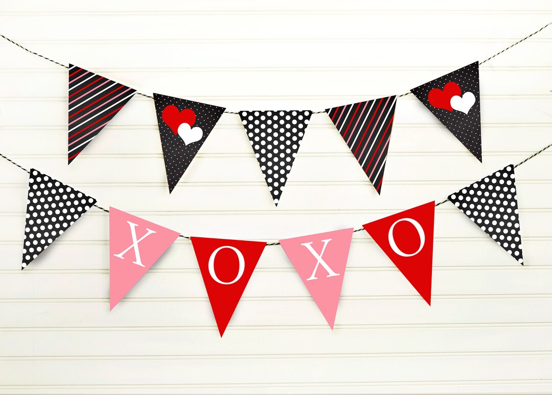 Printable Valentines Banner - Valentines Bunting - XOXO Banner ...