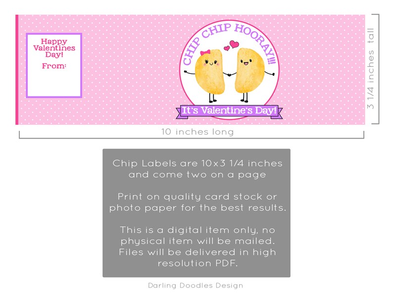 Printable Valentines Gift Tag - Classroom Valentines - Non Candy ...