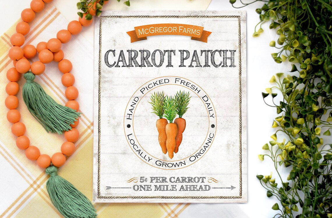 Carrot Patch Sign Farmhouse Spring Home Decor Vegetable | Etsy
