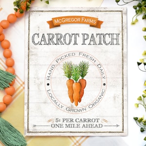 Carrot Patch Sign - Farmhouse Spring Home Decor - Vegetable Stand Sign ...