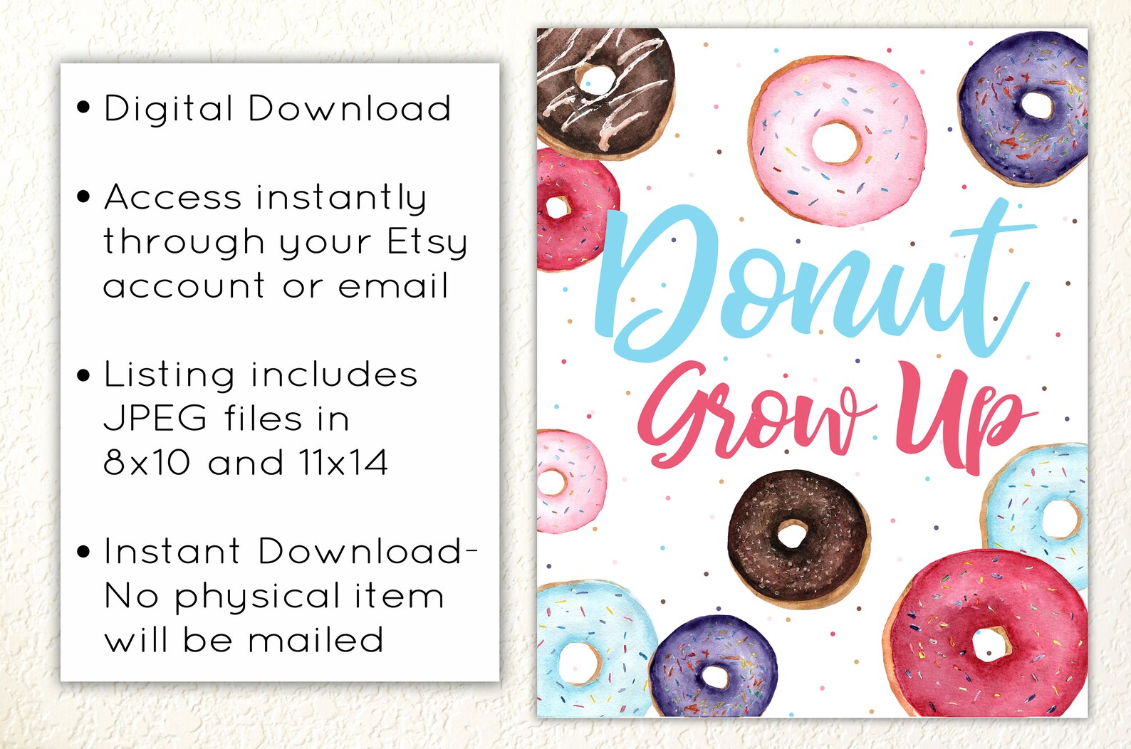 Donut Party Sign Donut Birthday Sign Donut Grow up Party - Etsy