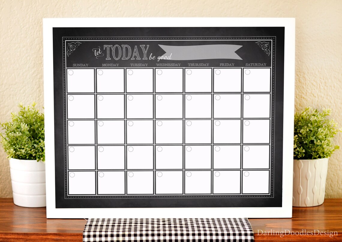 Chalkboard Calendar Chalkboard Menu Planner Monthly - Etsy