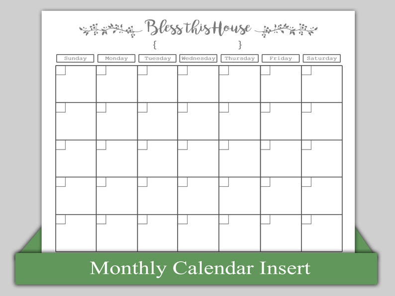 Farmhouse Calendar Insert White Gray Calendar Modern - Etsy