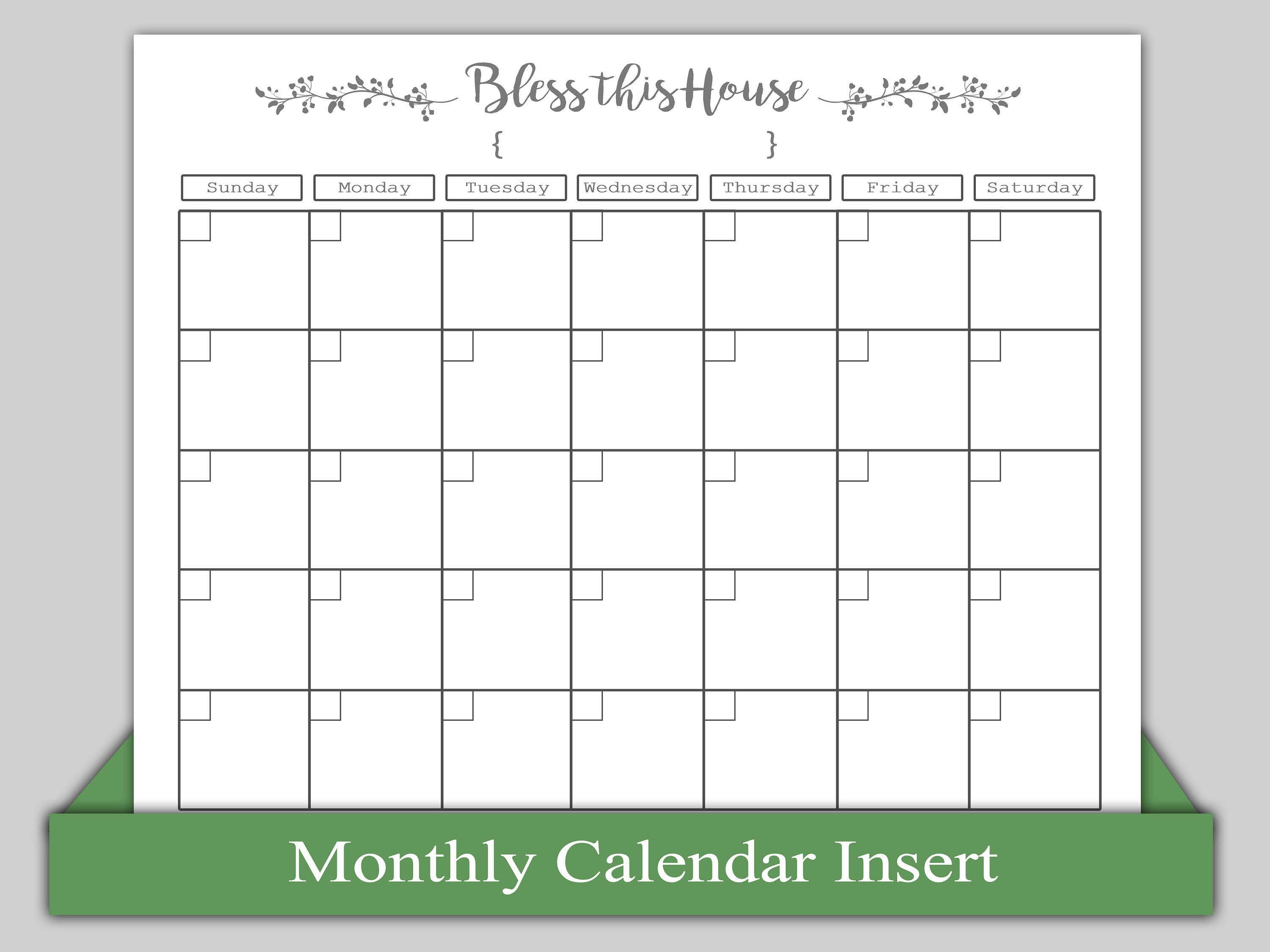 Farmhouse Calendar Insert White Gray Calendar Modern | Etsy