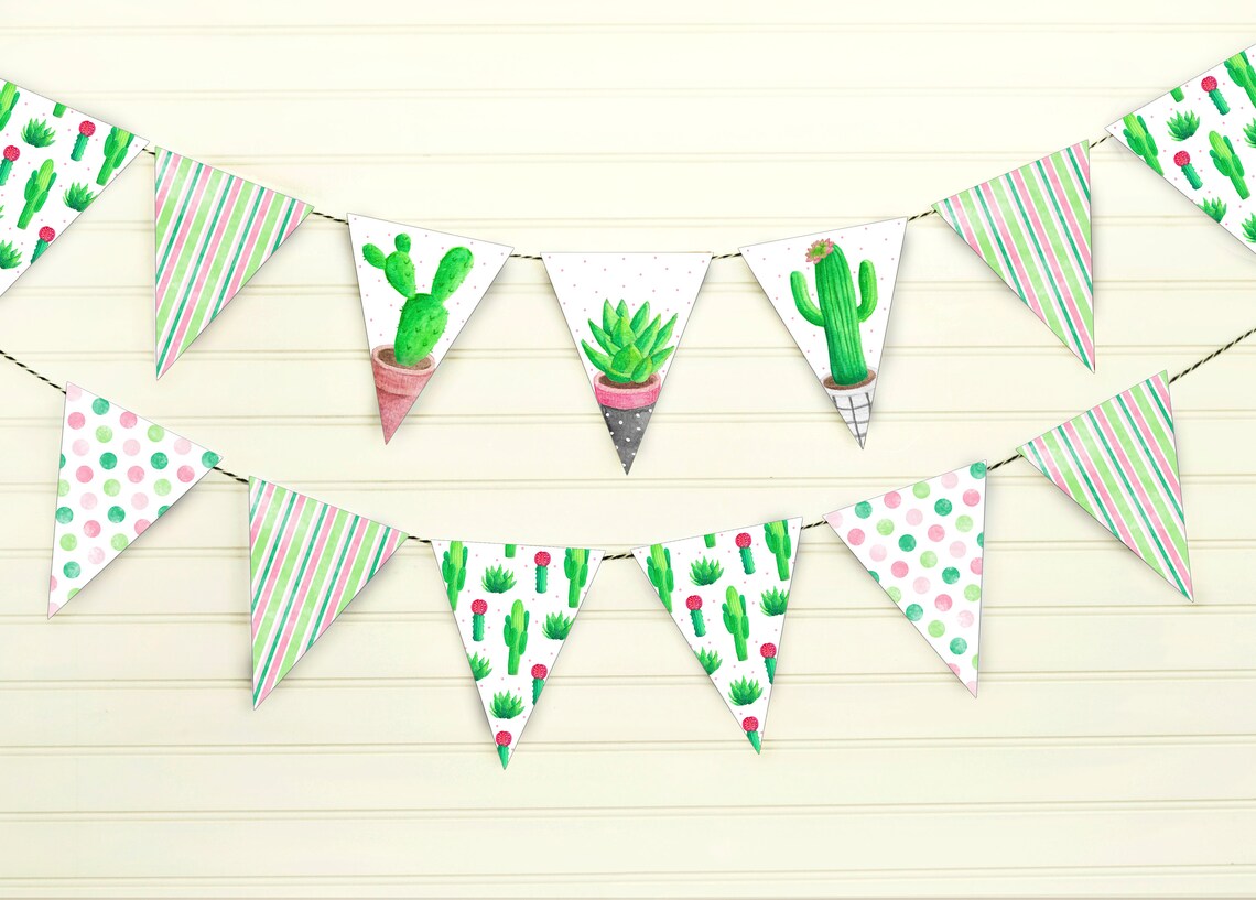 Printable Cactus Banner Cactus Garland Cactus Pennant - Etsy