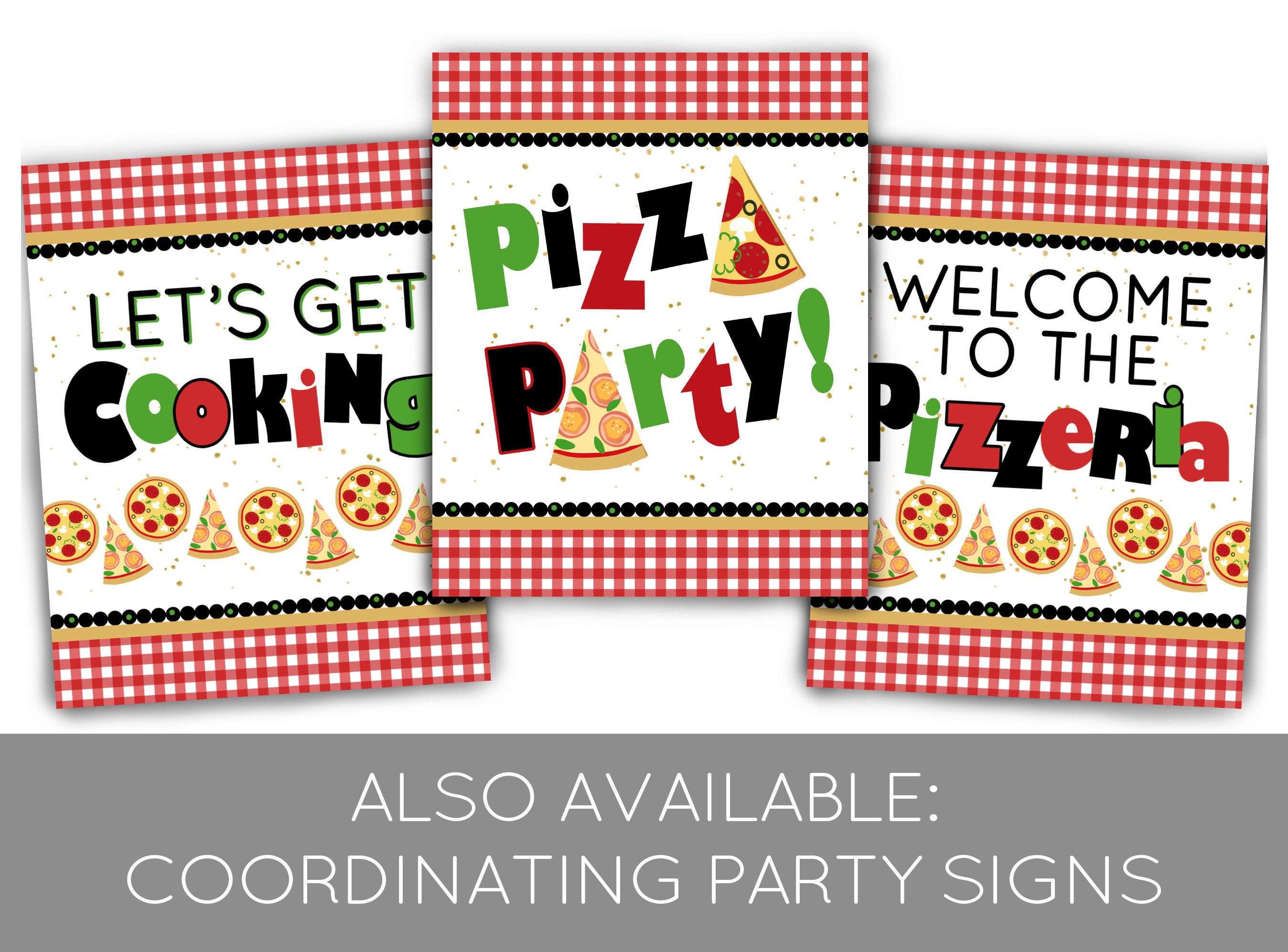 Pizza Party Pizza Banner Pizza Pennant Pizza Decorations Etsy