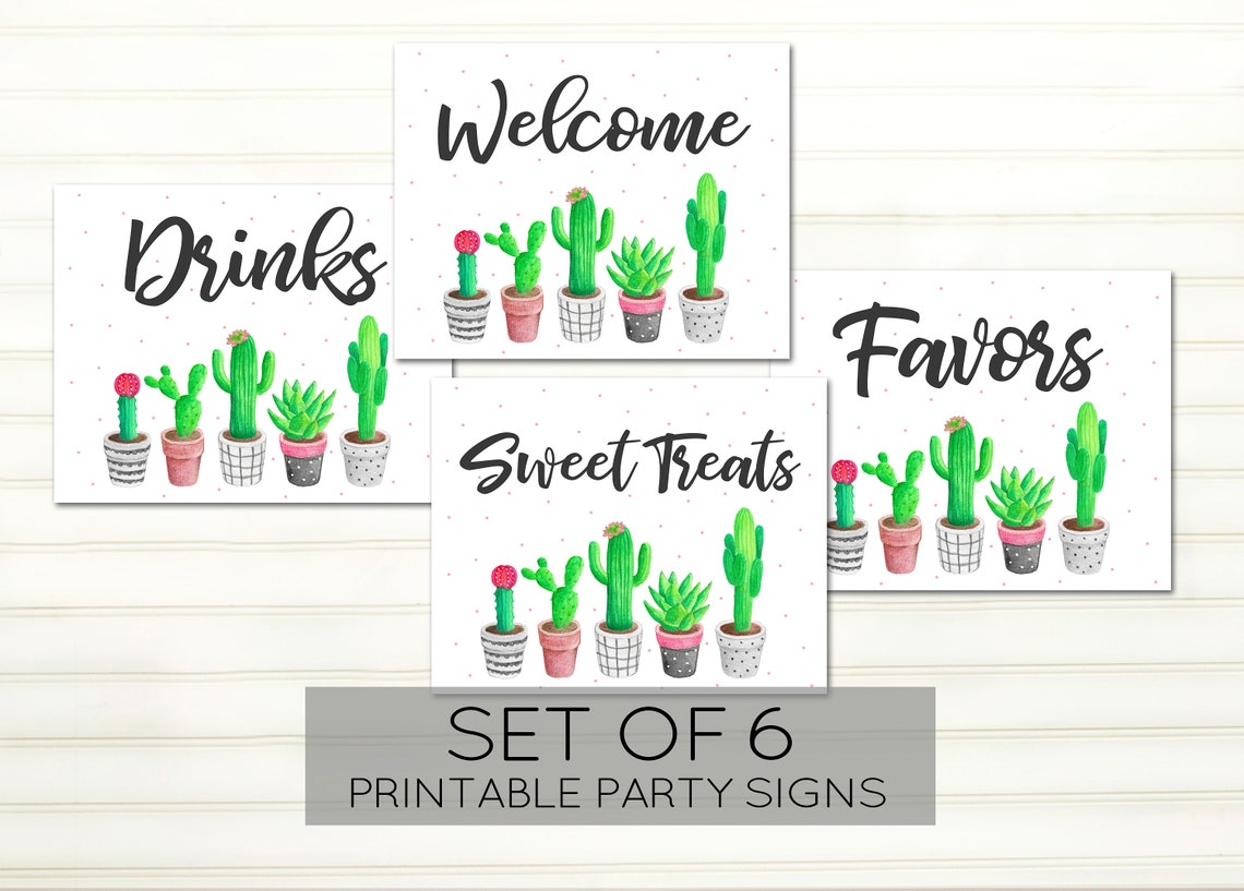 Cactus Party Signs Cactus Bridal Shower Boho Bridal Shower - Etsy