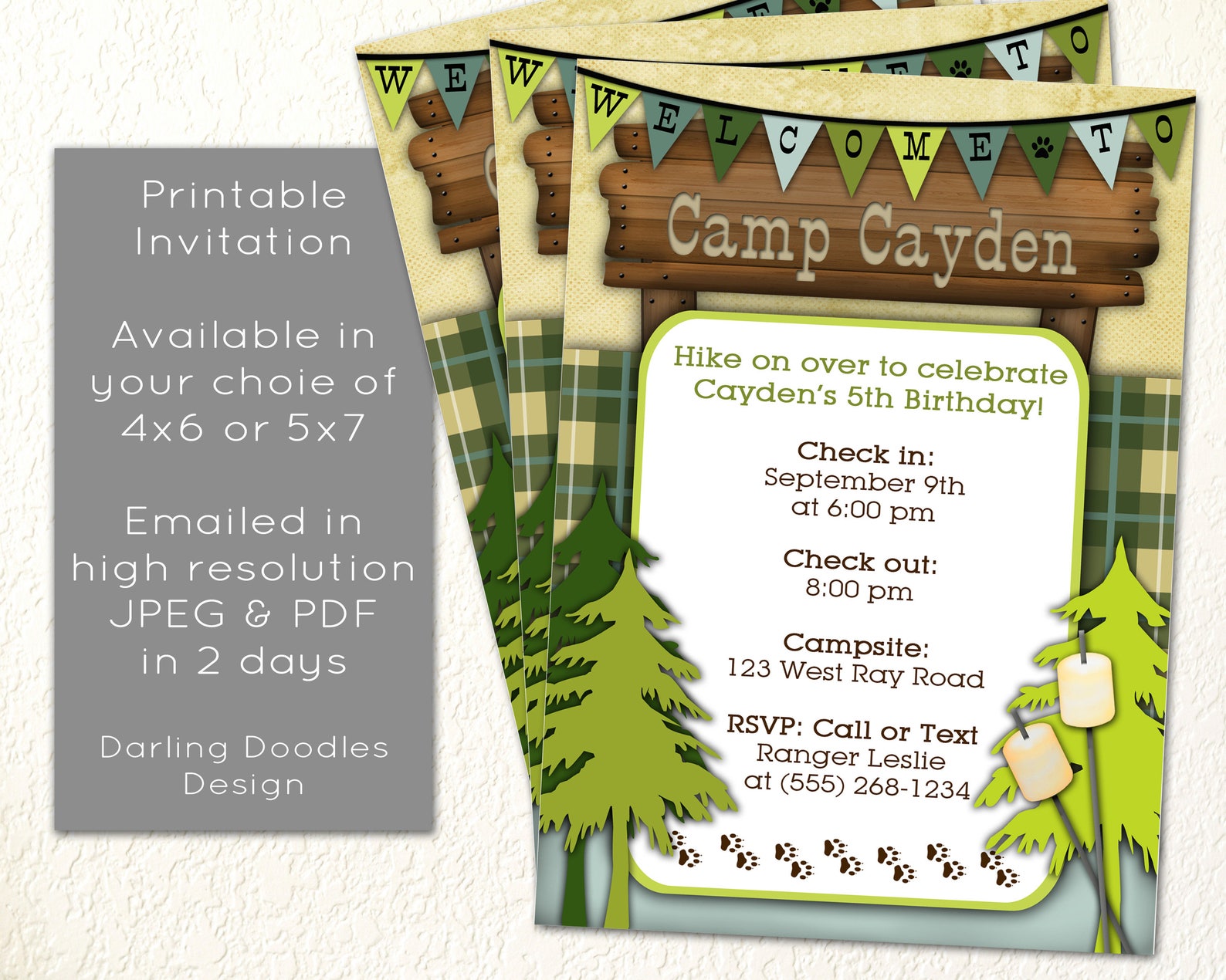 Camping Birthday Camping Invitation Outdoors Birthday - Etsy
