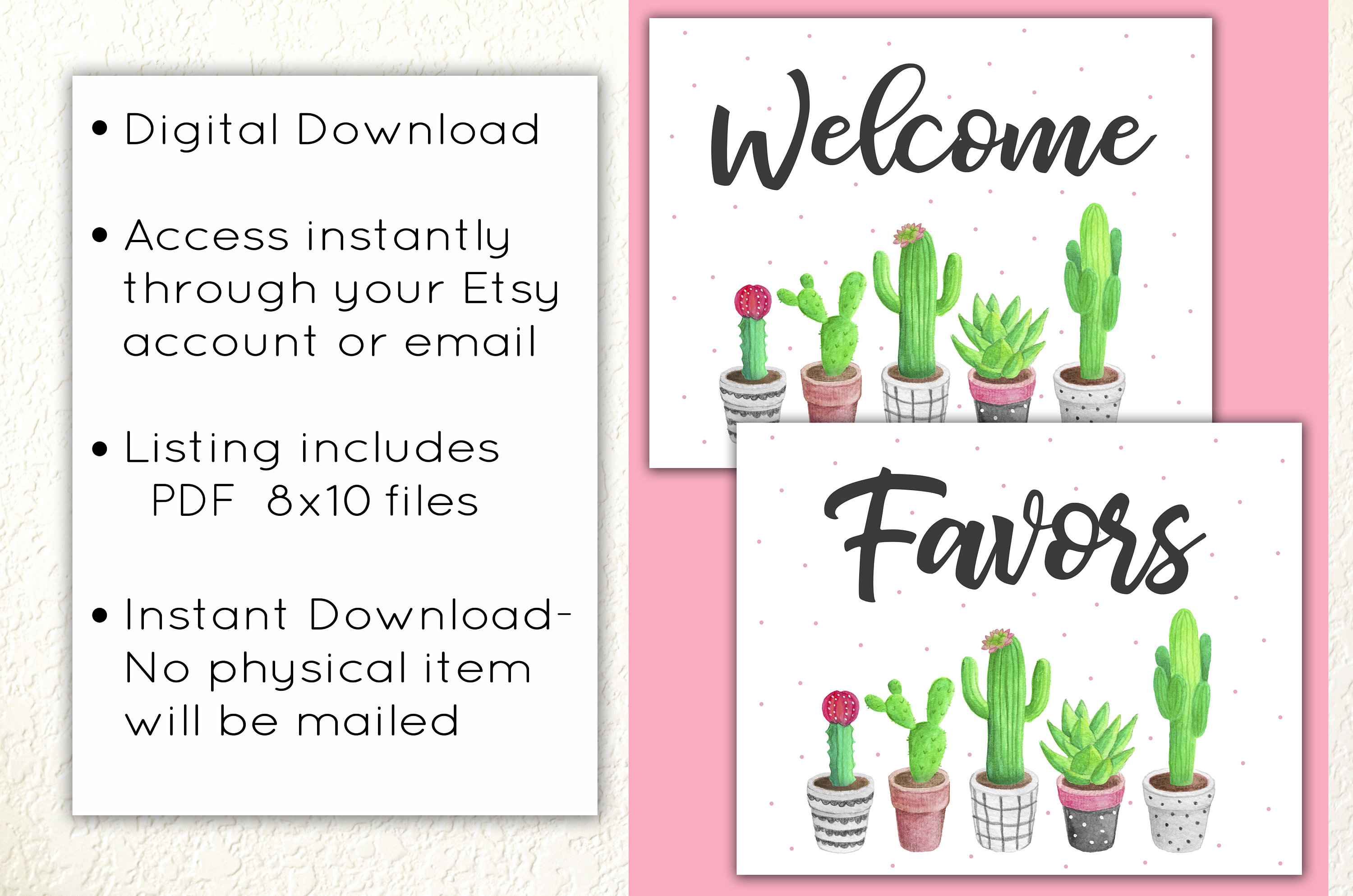 Cactus Party Signs – Bridal Shower, Fiesta Decor (PDF) - Etsy