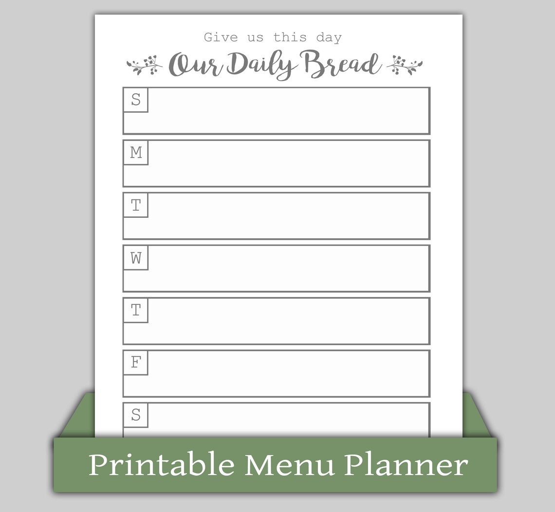 Printable Farmhouse Menu Planner Weekly Menu Planner | Etsy