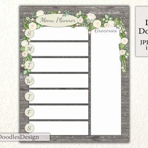 Printable Weekly Menu - DIY Menu Planner - Dry Erase Menu Board ...