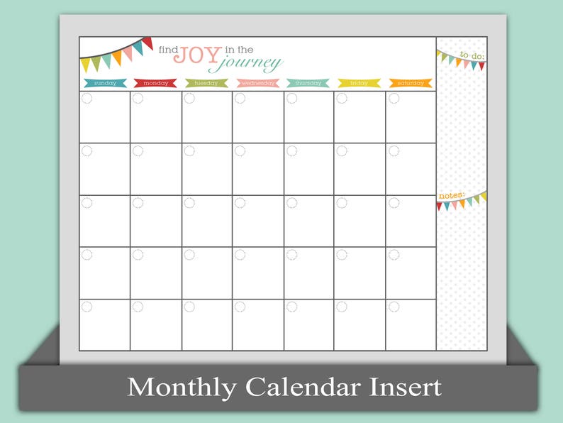 Blank Monthly Calendar Insert - Resuable Calendar Print - Dry Erase ...