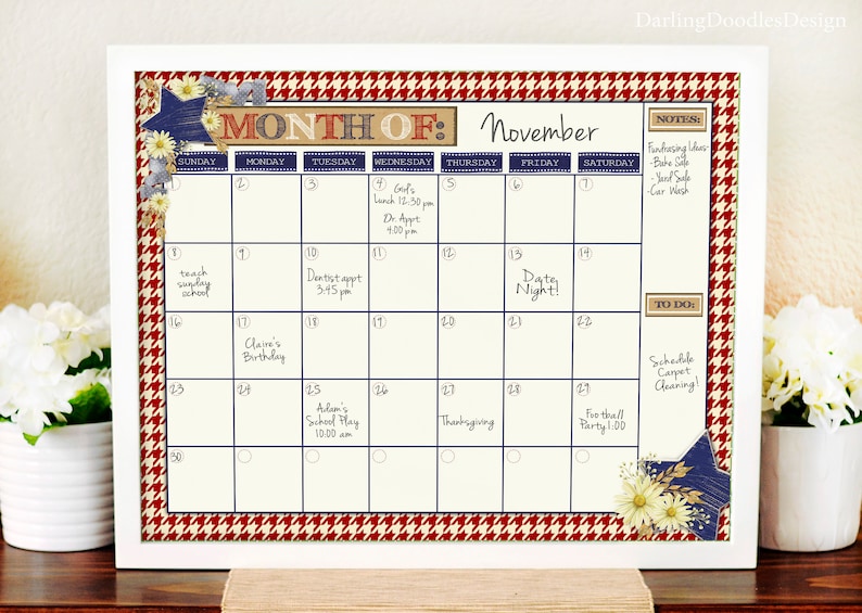Americana Calendar Patriotic Calendar Red White Blue - Etsy