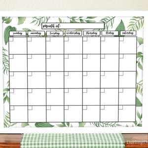 Foliage Monthly Calendar - Leaf Calendar - Botanical Calendar - Printed ...