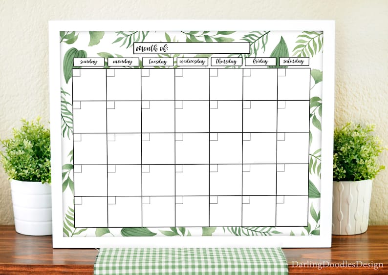 Foliage Monthly Calendar Leaf Calendar Botanical Calendar - Etsy