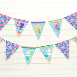 Mermaid Unicorn Banner - Mermaid Pennant Banner - Unicorn Pennant ...
