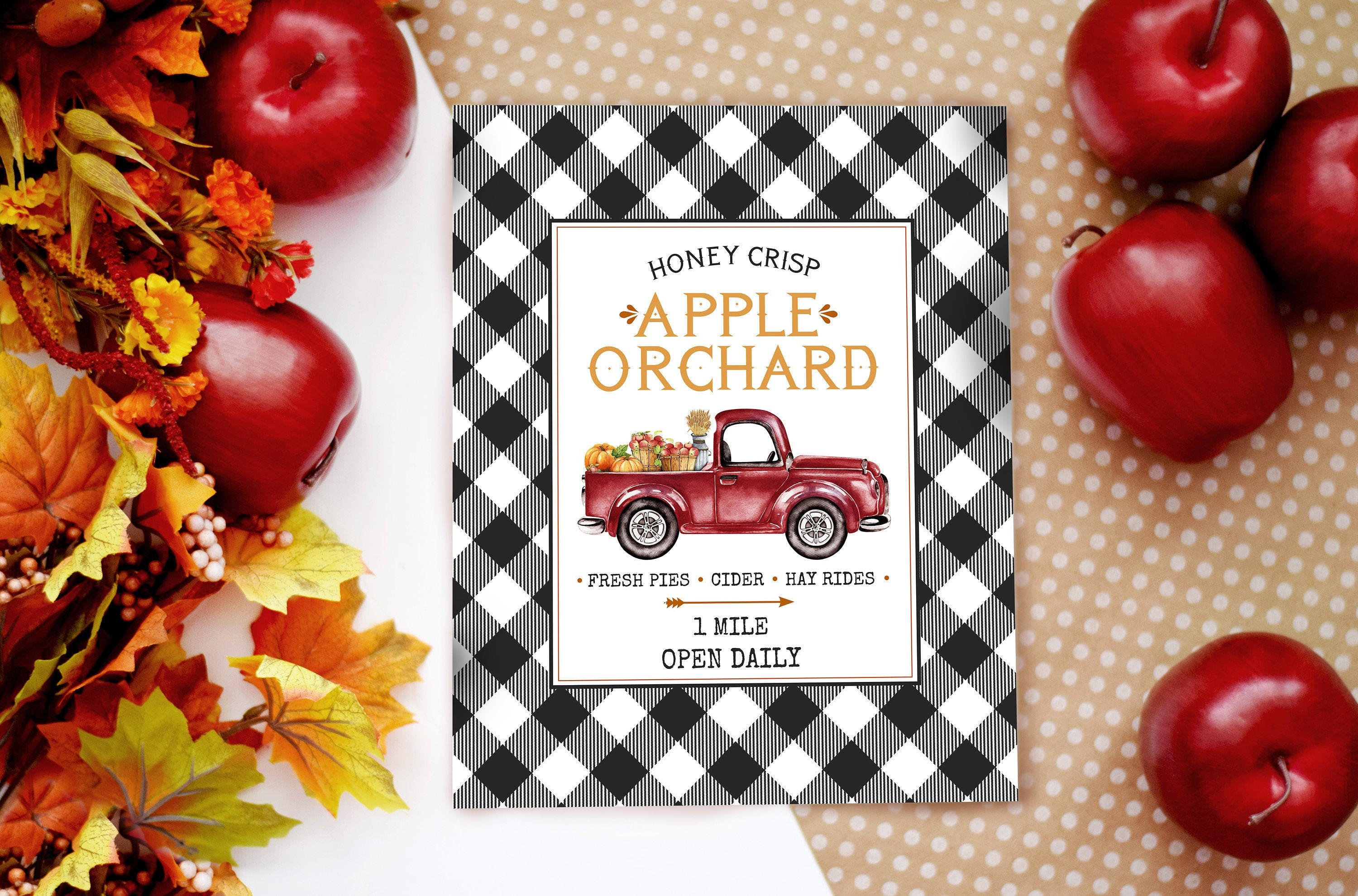 Apple Orchard Fall Sign Autumn Farmhouse Decor Pumpkin | Etsy