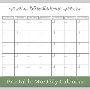 Printable Farmhouse Monthly Calendar - Printable Farmhouse Weekly Menu ...
