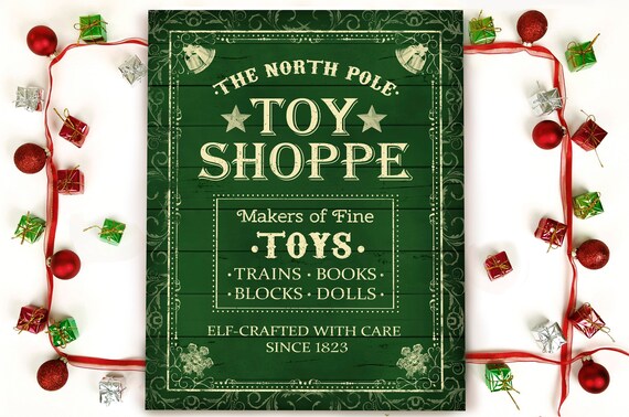 Santa's Toy Shop Printable Christmas Sign Printable | Etsy