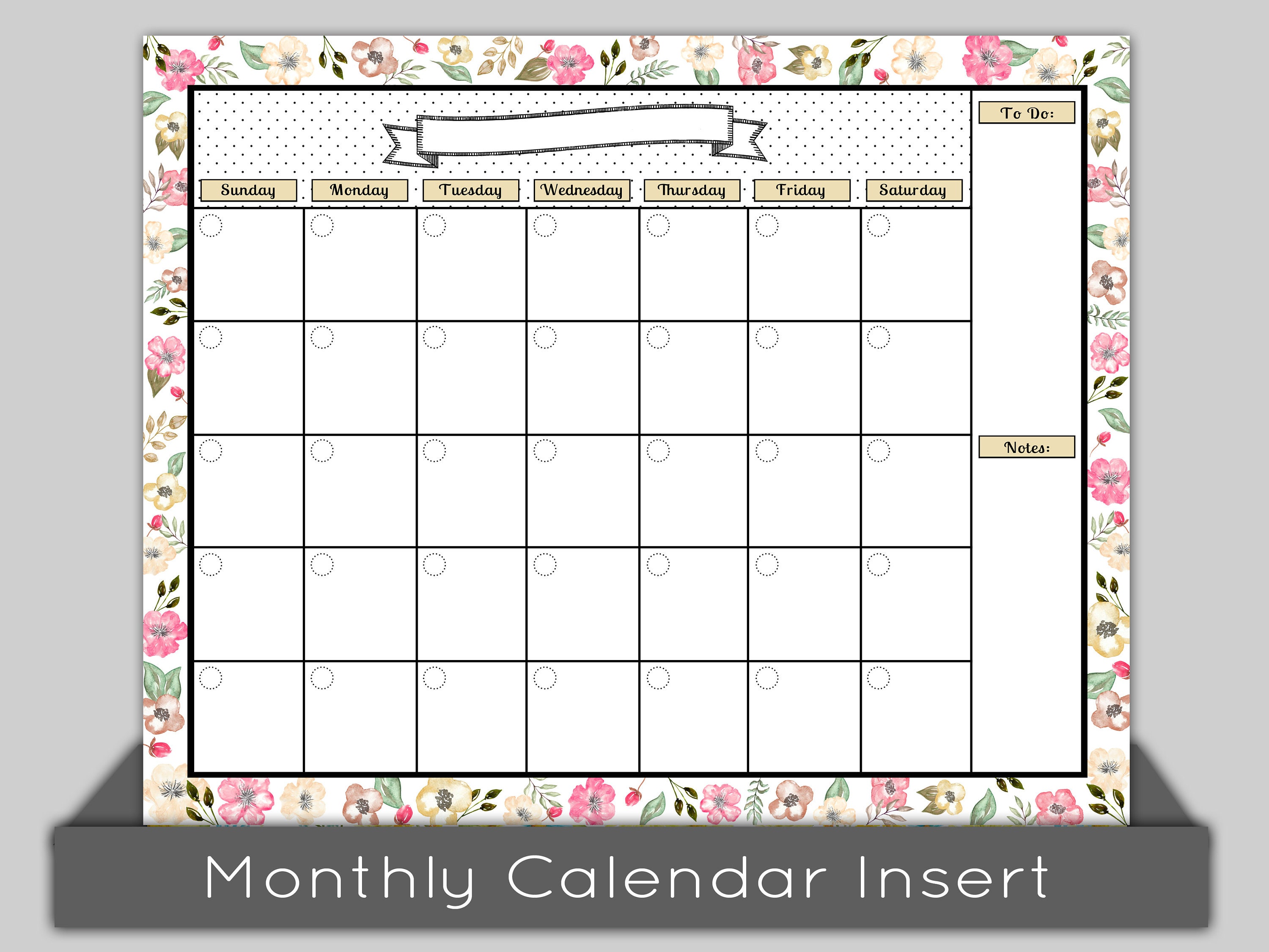 Watercolor Flower Calendar - Floral Monthly Calendar - Cute Calendar ...