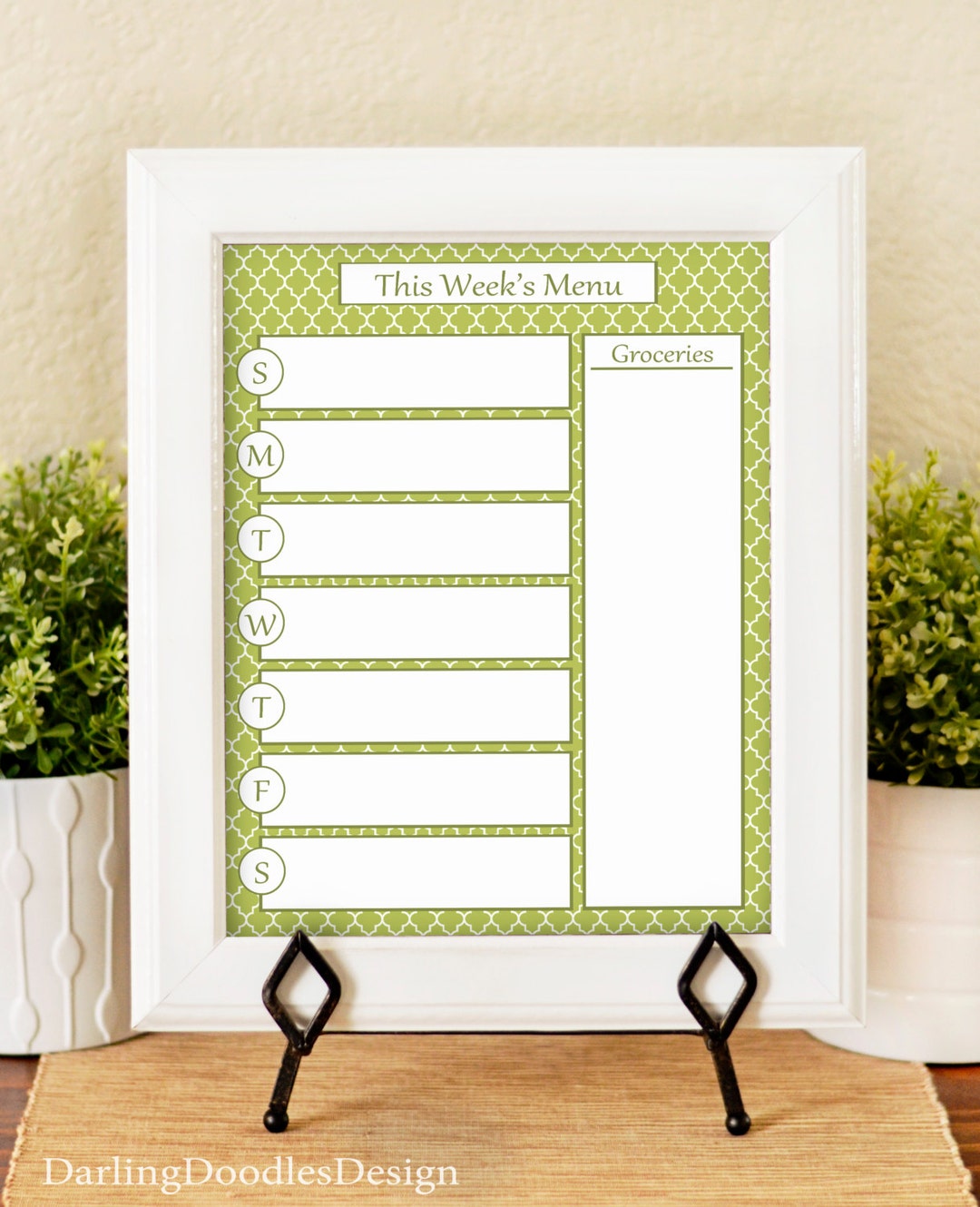 Printable Menu Planner - Dry Erase Menu Board - Weekly Meal Planning ...