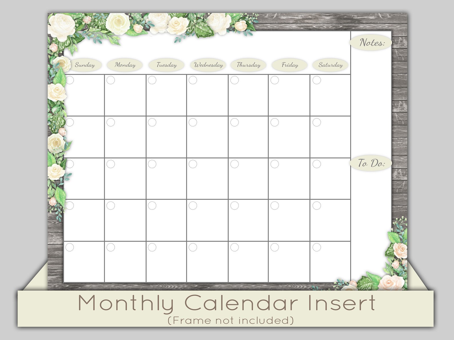 Monthly Floral Calendar Insert Printed Calendar Dry Erase | Etsy