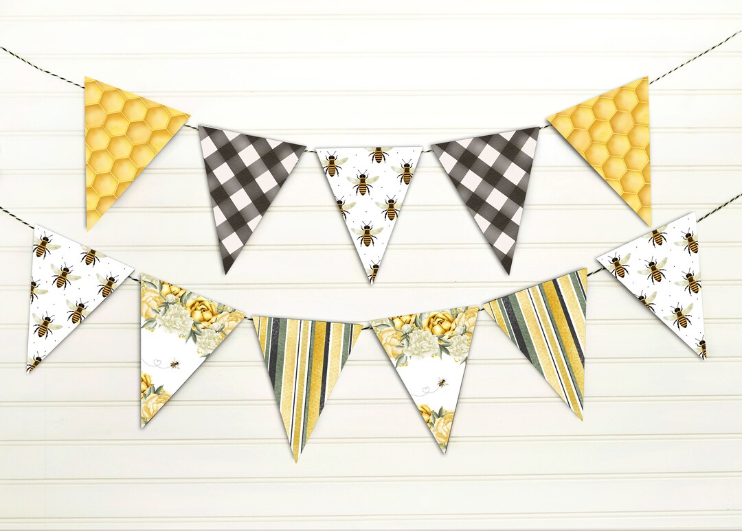 Bee Pennant Banner - Bee Birthday Party - Bumble Bee Bunting - First ...