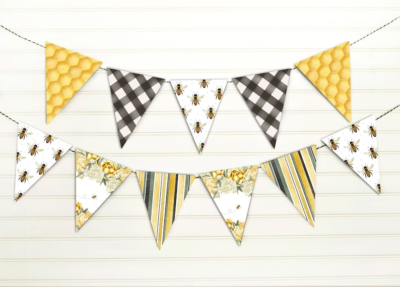 Bee Pennant Banner Bee Birthday Party Bumble Bee Bunting | Etsy