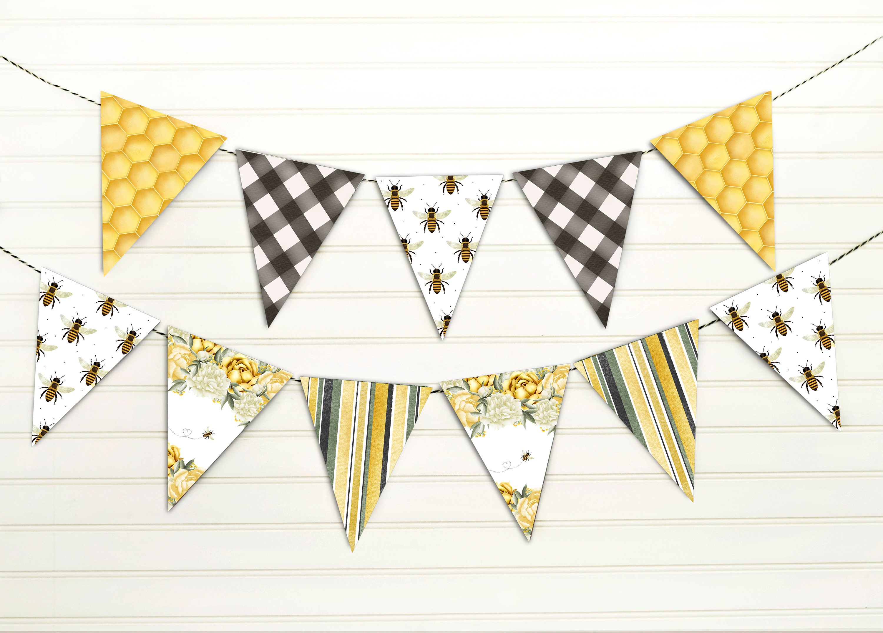 Bee Pennant Banner Bee Birthday Party Bumble Bee Bunting | Etsy