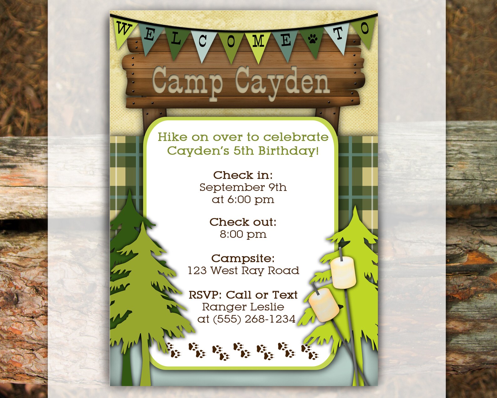Camping Birthday Camping Invitation Outdoors Birthday | Etsy