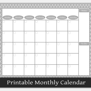 Gray Printable Calendar - Monthly Calendar - Wall Calendar - Simple ...