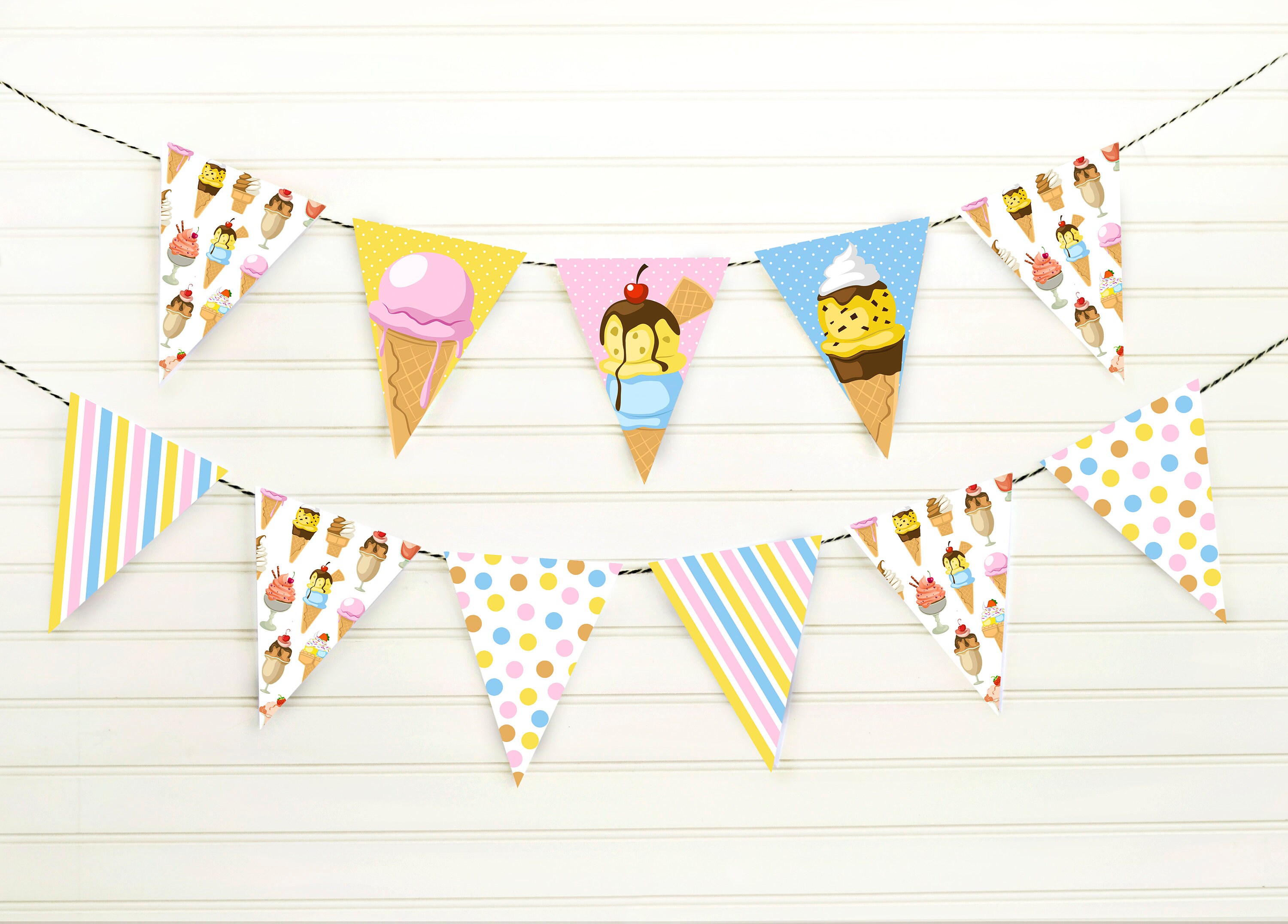 Ice Cream Banner Ice Cream Pennant Banner Ice Cream Party | Etsy