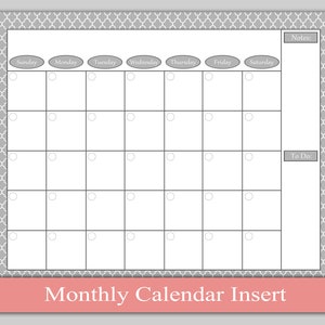 Gray Calendar Print- Monthly Calendar - Wall Calendar - Simple Calendar ...