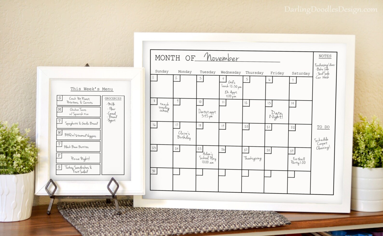 Monthly Calendar Printable Calendar Dry Erase Calendar - Etsy