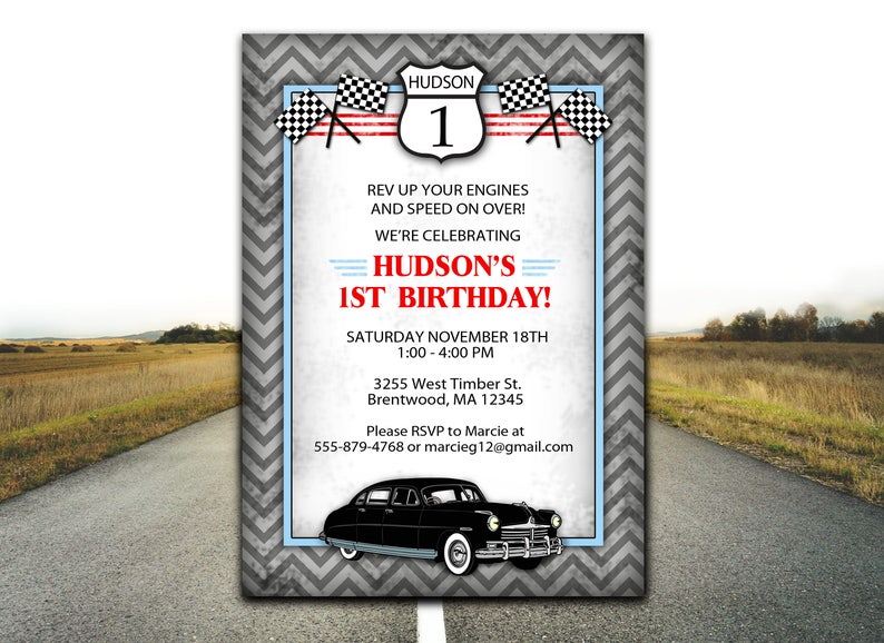 Classic Car Birthday Invite - Printable Car Invitation - Car ...