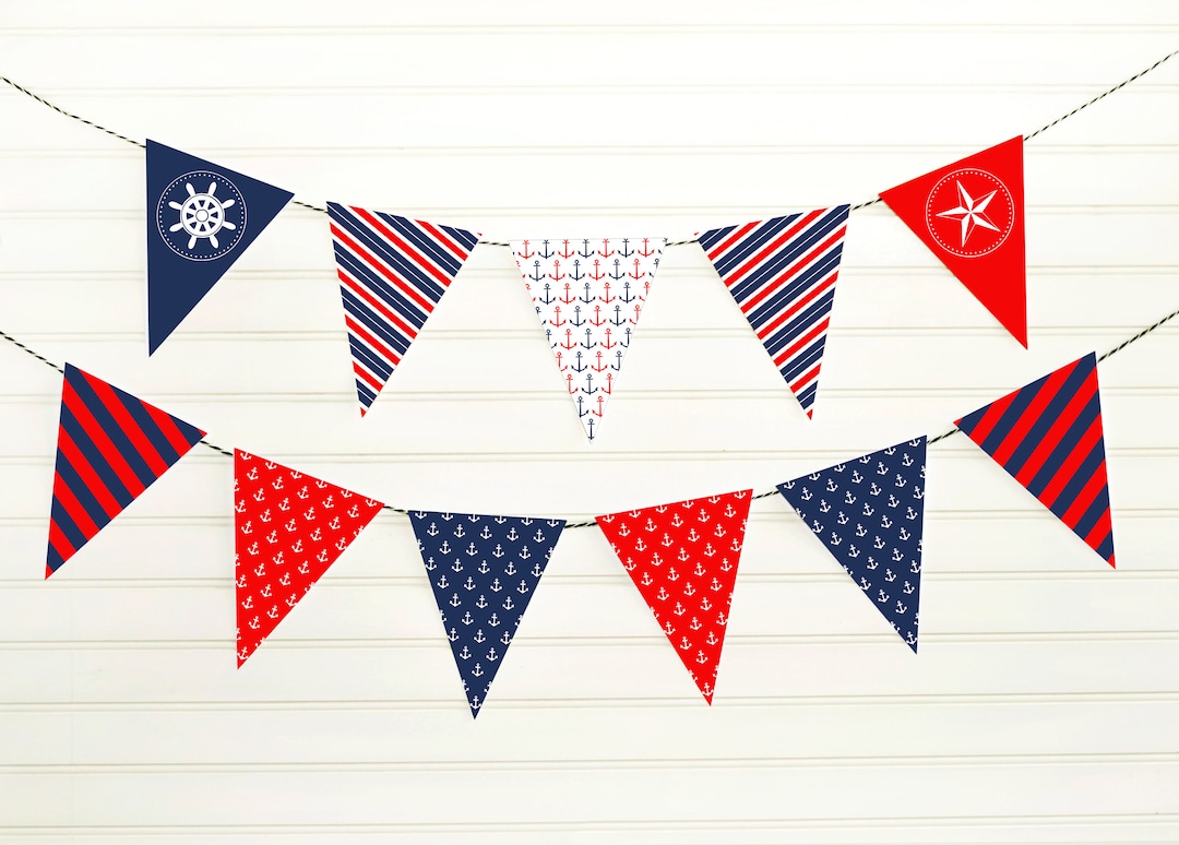 Nautical Pennant Banner - Nautical Garland - Nautical Bunting - 4th of ...