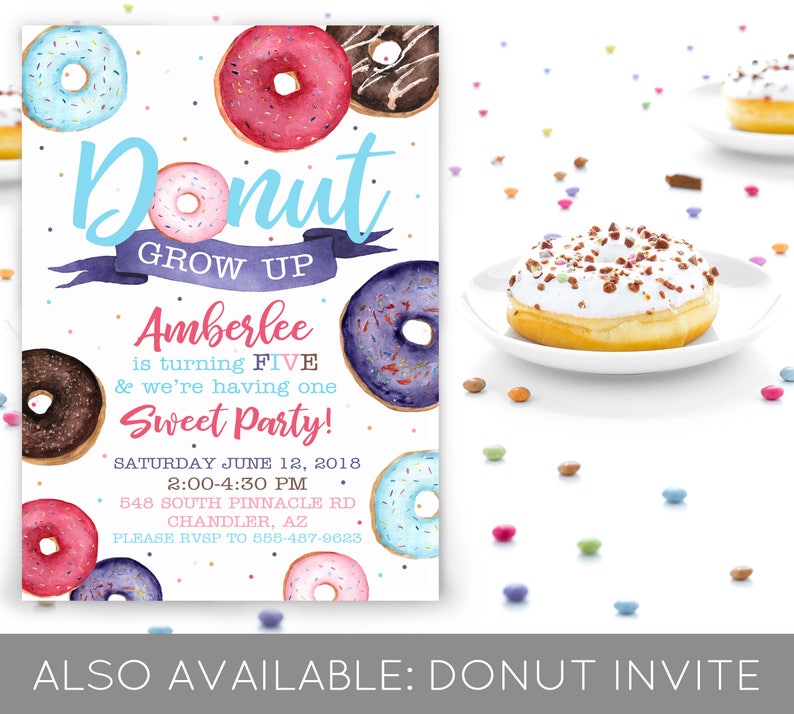 Donut Party Sign Donut Birthday Sign Donut Grow up Party - Etsy