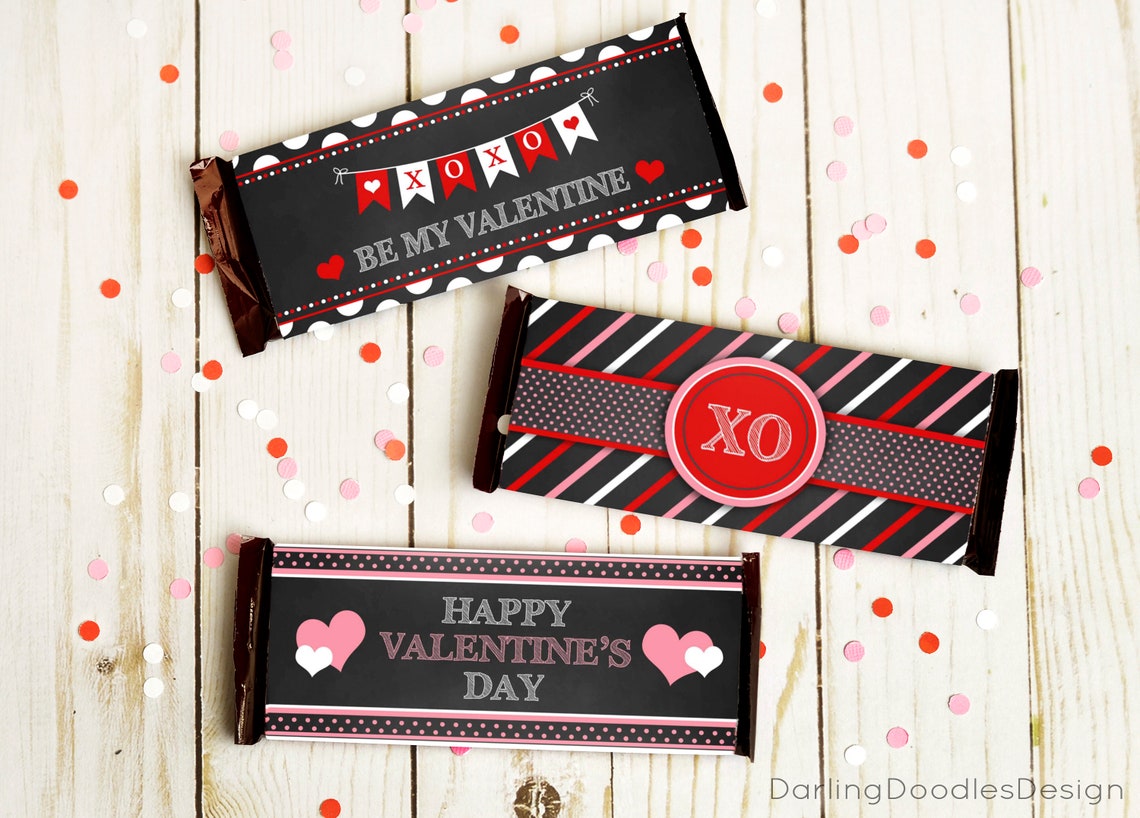 Valentines Candy Bar Wrappers - Valentines Party Favors - School ...