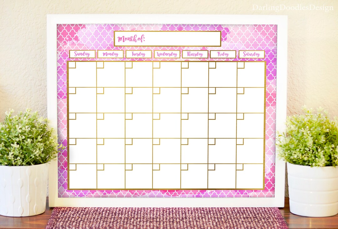 Watercolor Calendar - 2019 Calendar - Printable Monthly Calendar - Dry ...